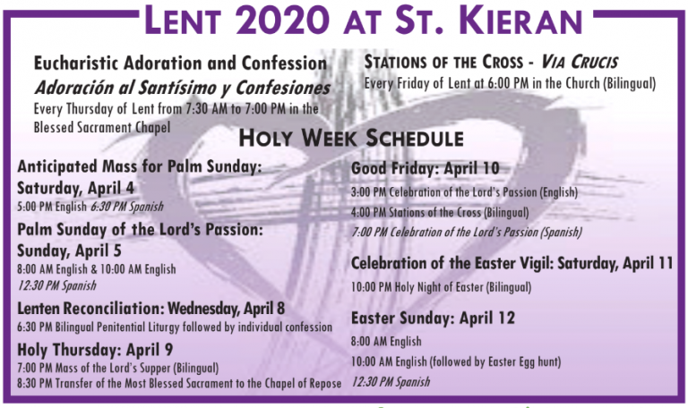 2020 Lent Schedule - St. Kieran Catholic Church | Miami Brickell ...